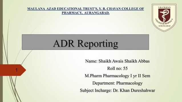 ADR reporting (Clinical Research & Pharmacovigilance).pptx ...
