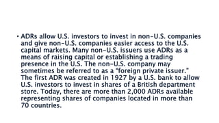 ADR - American Depository Reciepts - Financial Regulations | PPTX