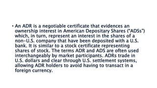 ADR - American Depository Reciepts - Financial Regulations | PPT