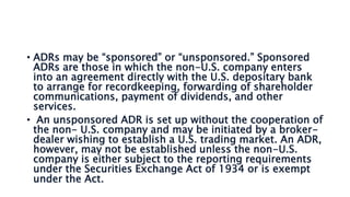 ADR - American Depository Reciepts - Financial Regulations | PPT