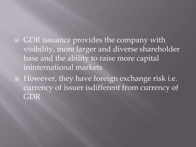 Adrs and gdrs ppt | PPTX | Stocks and Bonds | Personal Investing