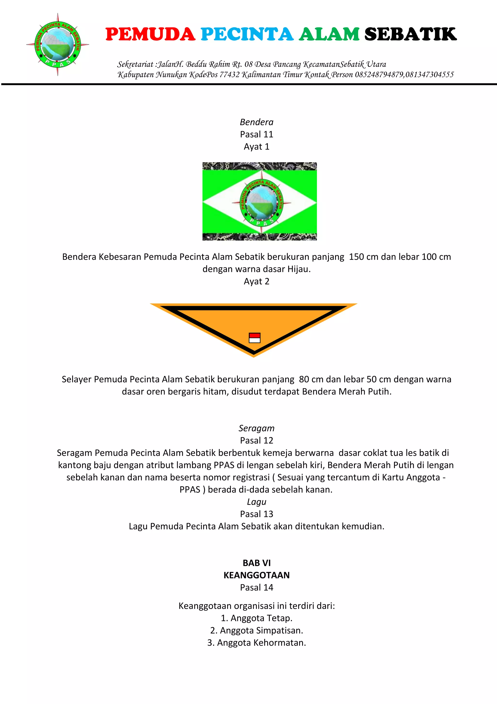 AD & RT PPAS (PEMUDA PECINTA ALAM SEBATIK) | PDF