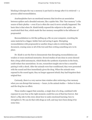 A drug to cure fear the new york times | PDF