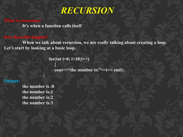 Recursion(Advanced data structure) | PPTX | Programming Languages | Computing