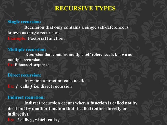 Recursion(Advanced data structure) | PPTX | Programming Languages | Computing