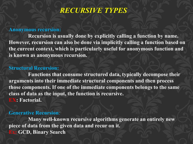 Recursion(Advanced data structure) | PPTX | Programming Languages | Computing