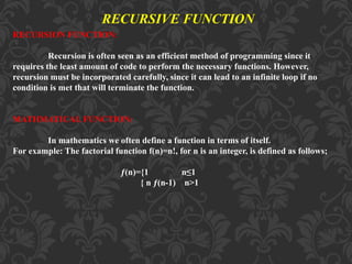 Recursion(Advanced data structure) | PPTX | Programming Languages | Computing