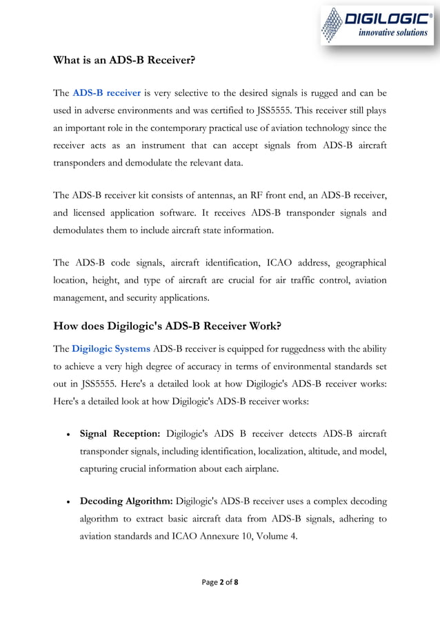 ADS-B Receiver from Digilogic Systems Pvt.Ltd ADS-B Receiver from Digilogic Systems Pvt.Ltd