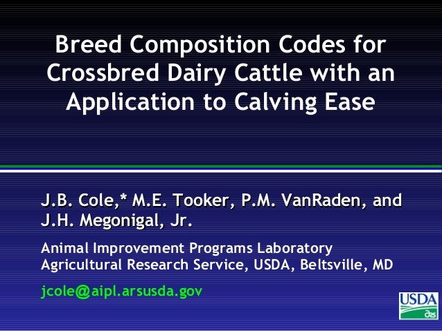 Breed Composition Codes for Crossbred Dairy Cattle with an Applicatio…
