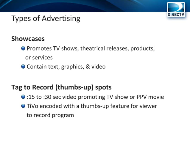 Ad Sales & Marketing for the DIRECTV TiVo Platform - Melissa Chiou | PPT