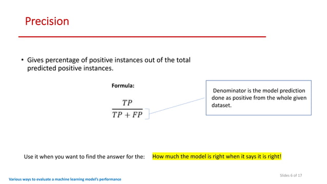 Ways to evaluate a machine learning model’s performance | PDF ...
