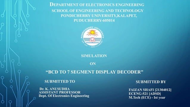 "BCD TO 7 SEGMENT DISPLAY DECODER" | PPTX | Computer Peripherals | Computing