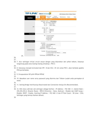 Konfigurasi modem Adsl | PDF