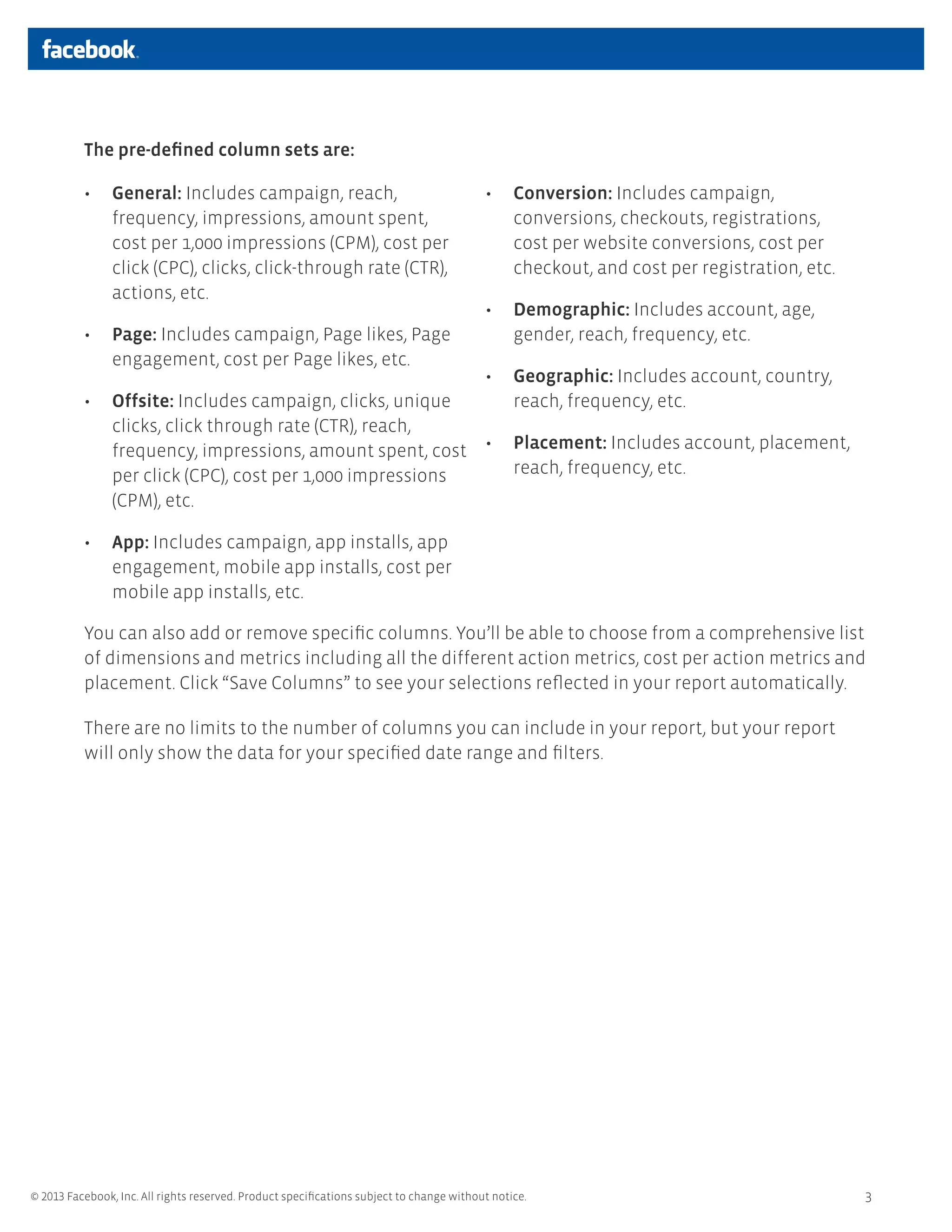 Facebook Ads Manager Reports Guide | PDF