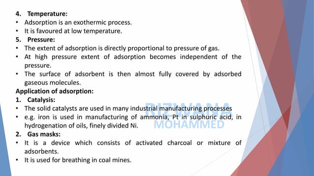 2nd Lecture on Adsorption and Colloids | Chemistry Part II | 11th Std | PPT