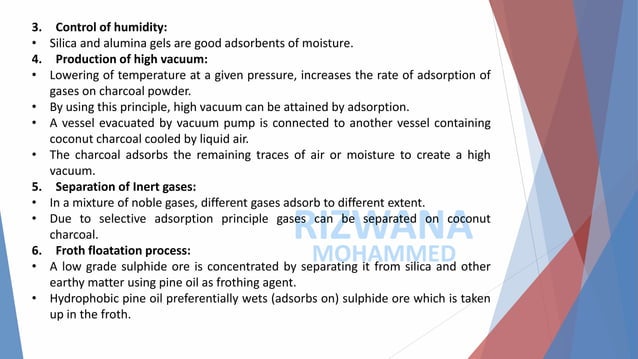 2nd Lecture on Adsorption and Colloids | Chemistry Part II | 11th Std | PPT