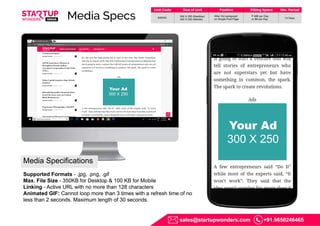 Advertisement & Media Specification for Startup Wonders | PDF