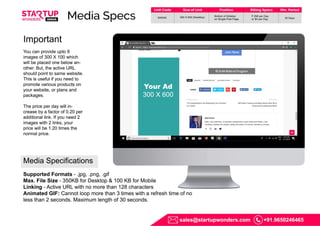 Advertisement & Media Specification for Startup Wonders | PDF