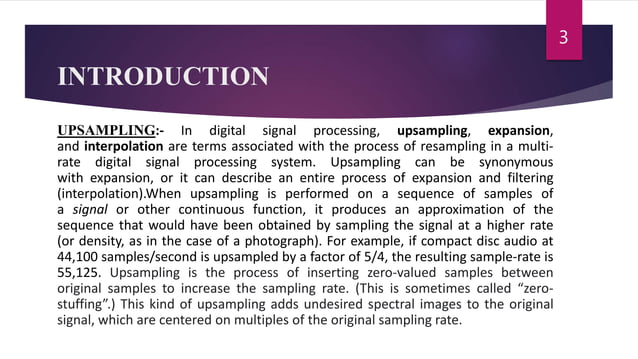 IMPLEMENTATION OF UPSAMPLING & DOWNSAMPLING | PPTX | Digital Audio ...
