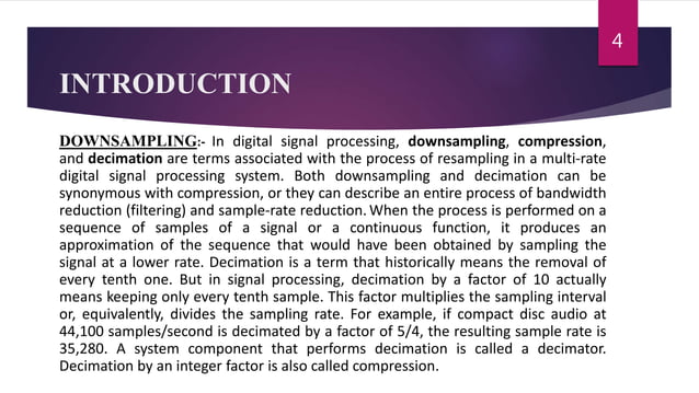 IMPLEMENTATION OF UPSAMPLING & DOWNSAMPLING | PPTX | Digital Audio ...