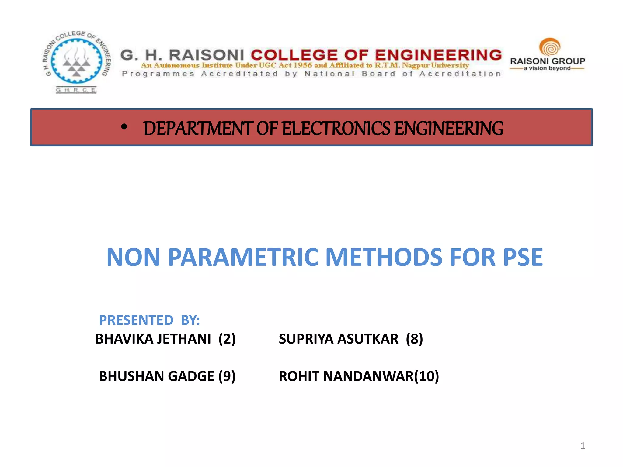 non parametric methods for power spectrum estimaton | PPTX