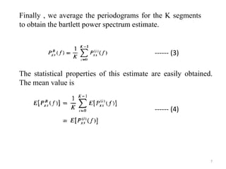 non parametric methods for power spectrum estimaton | PPTX