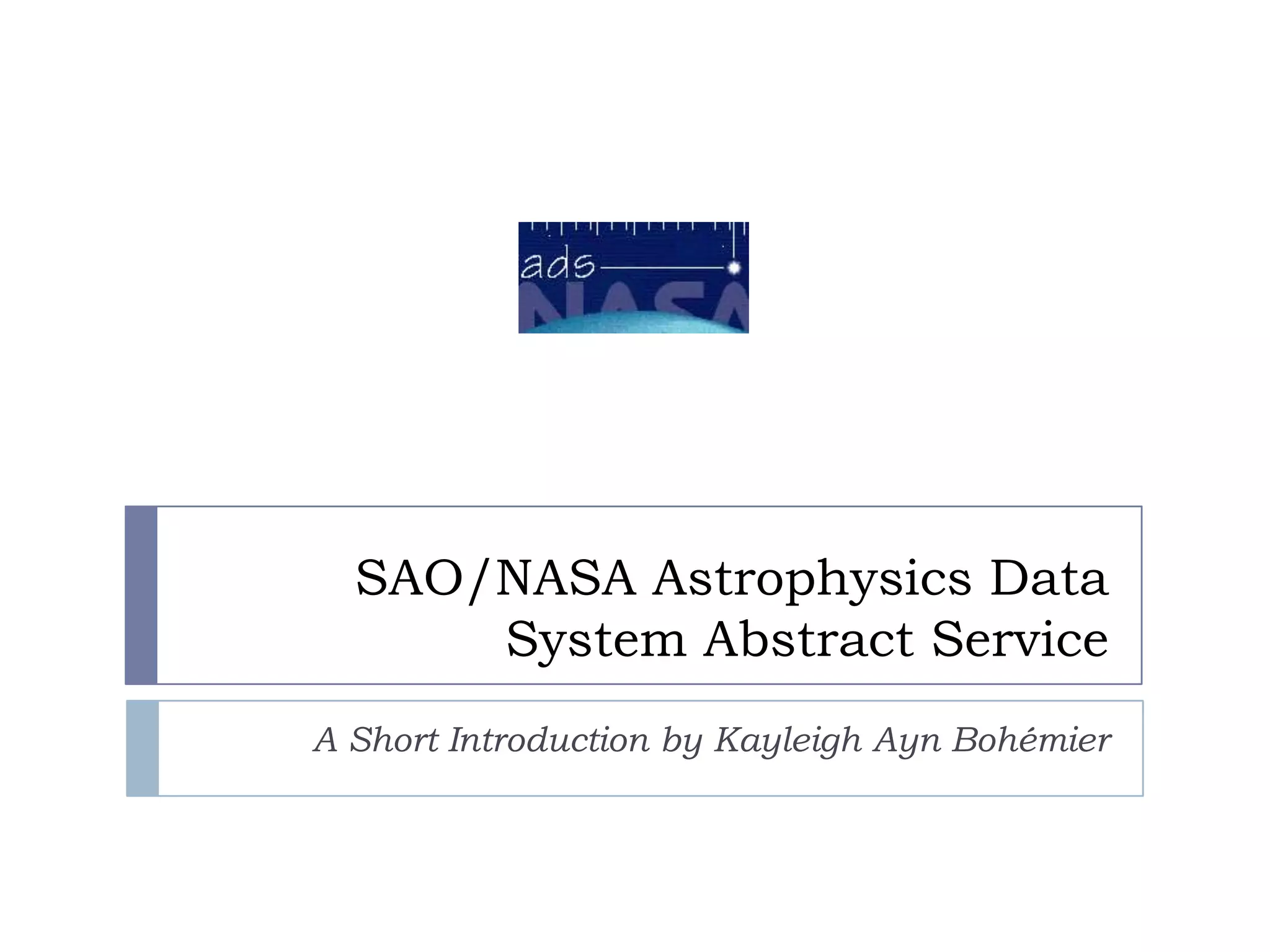 How to Use Basic Search in the SAO/NASA Astrophysics Data System ...