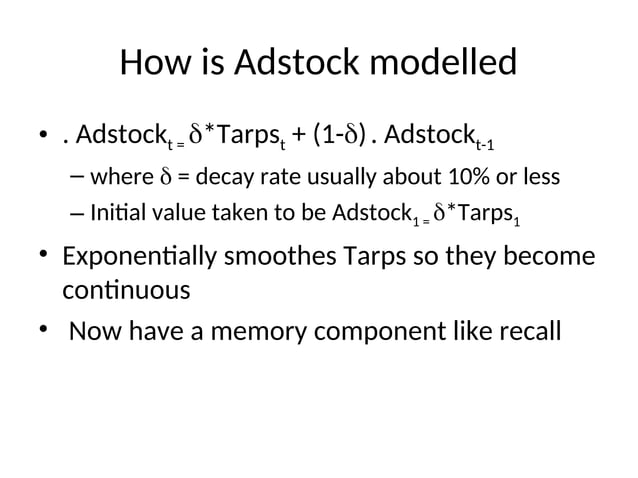 Adstock model.ppt student ppt for business | PPT