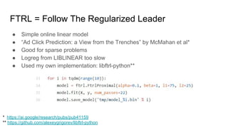 Click prediction: kaggle competitions vs real life | PPT