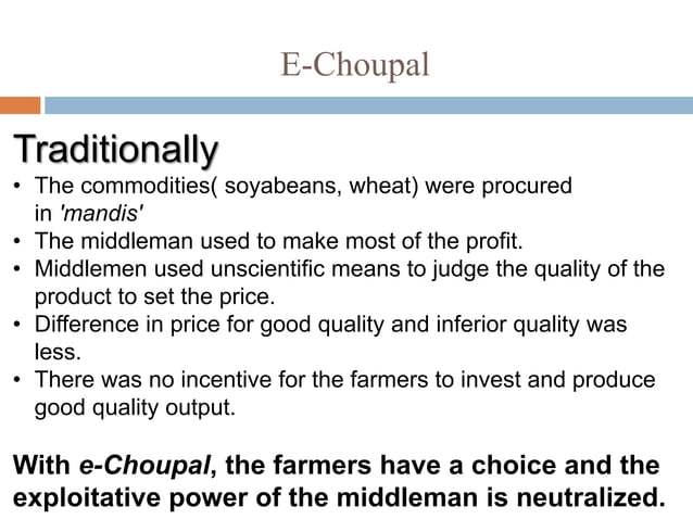 (e-Choupal Model of ITC)- Rural Marketing | PPTX
