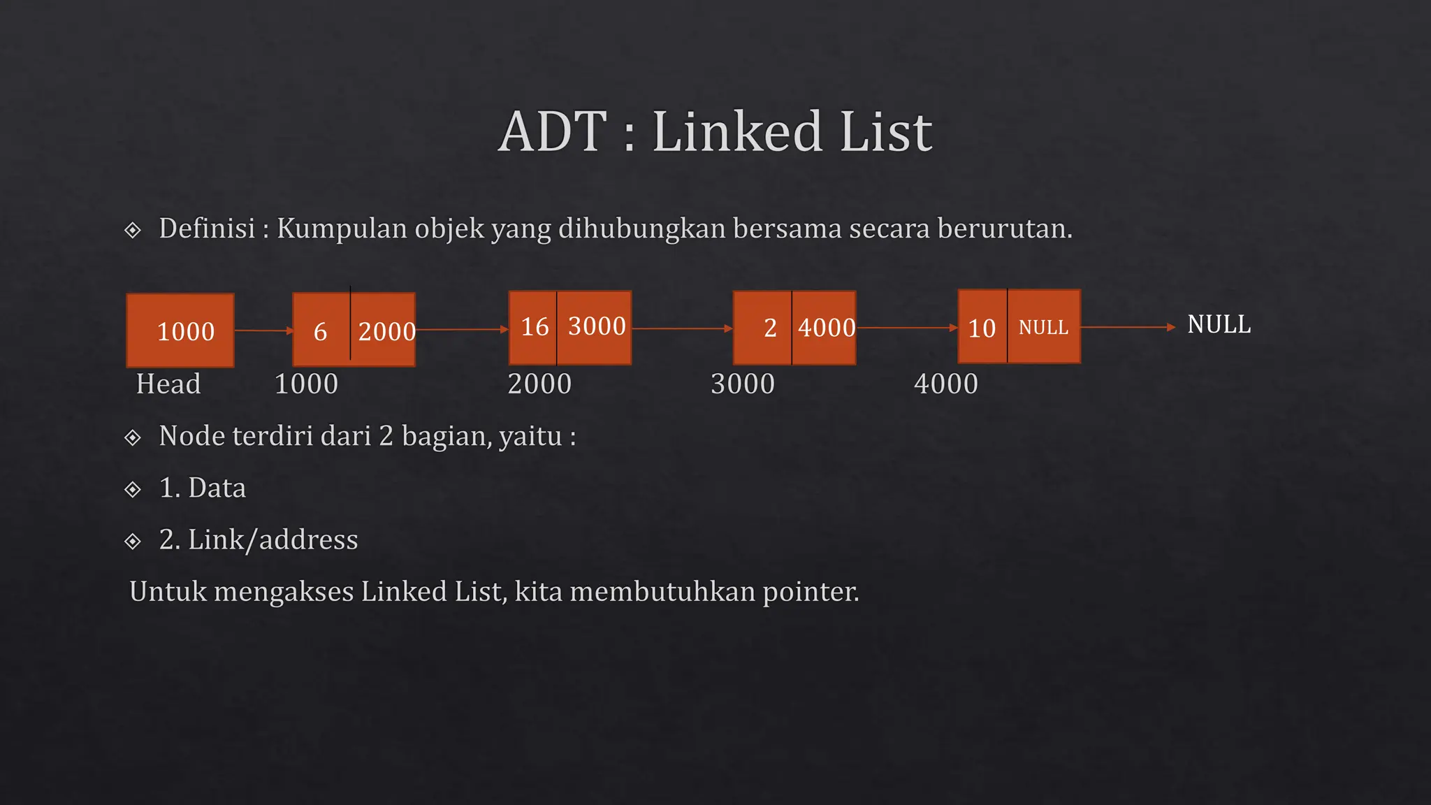 ADT linked list, stack, queue.belajar lnk, pengujian | PPT
