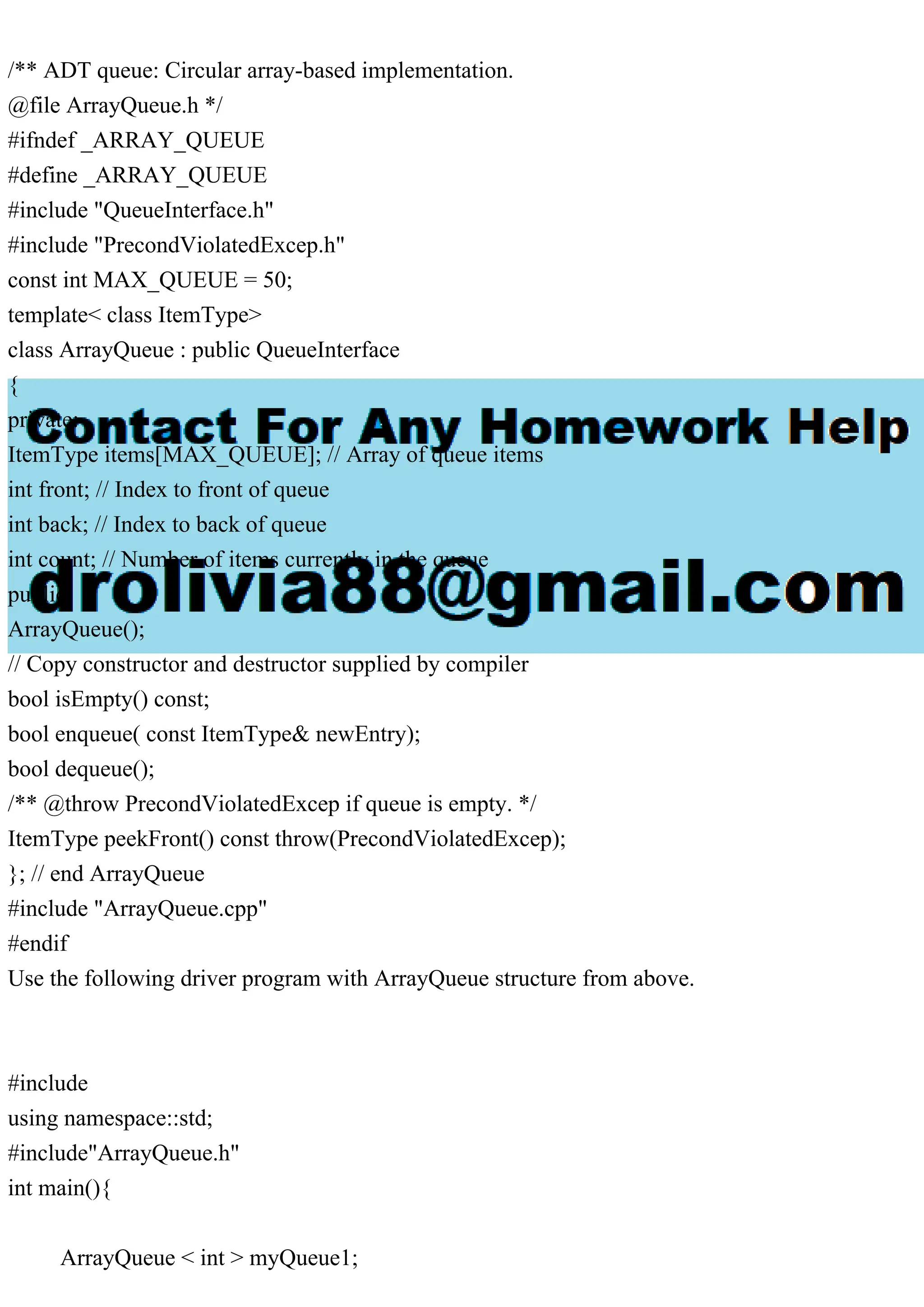 Adt Queue Circular Array Based Implementation File Arrayquepdf