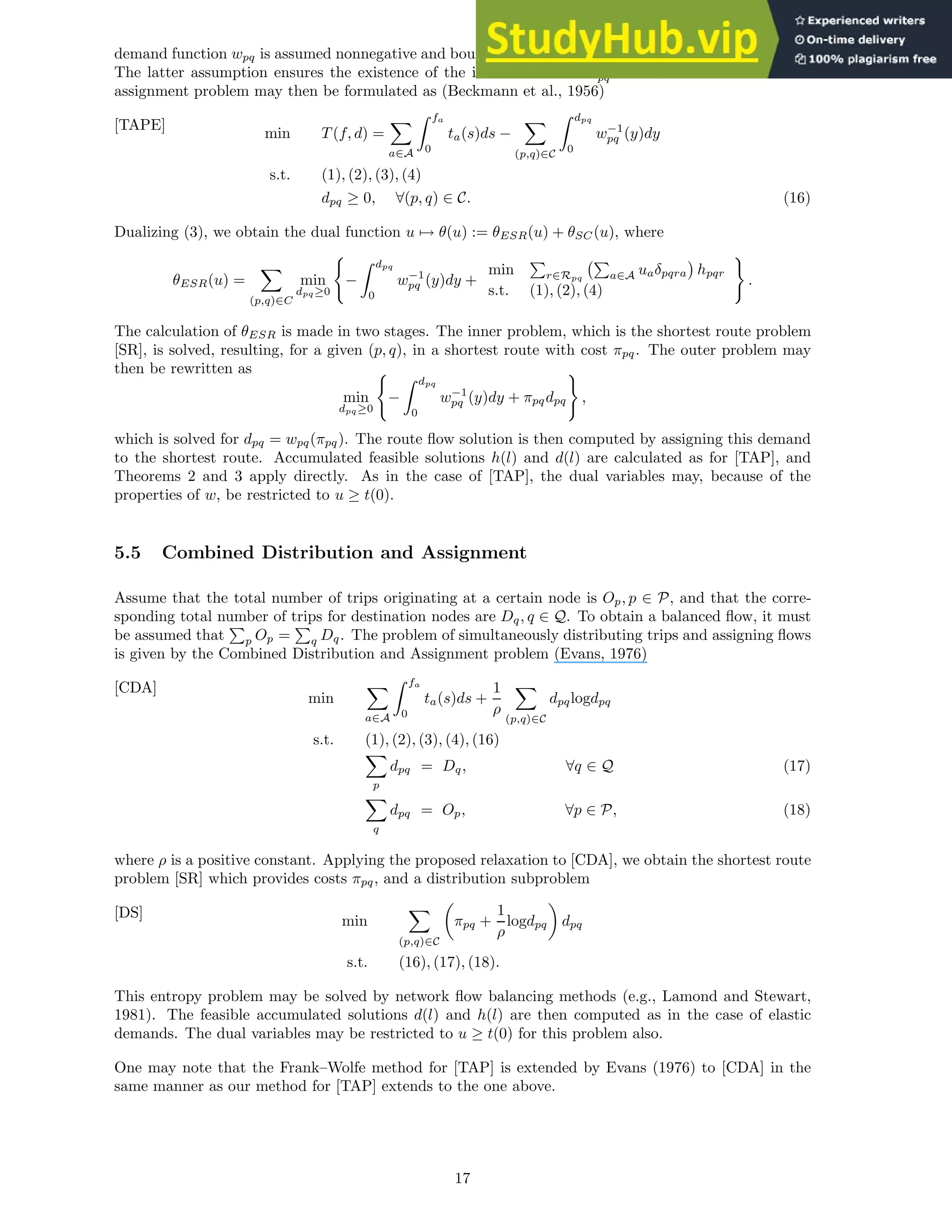 A Dual Scheme For Traffic Assignment Problems | PDF