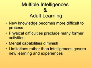 Multiple Intelligences and Adult Learning | PPT