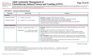 Adult antiemetic management of chemotherapy induced nausea and vomiting ...