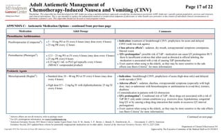 Adult antiemetic management of chemotherapy induced nausea and vomiting ...
