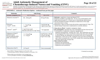 Adult antiemetic management of chemotherapy induced nausea and vomiting ...