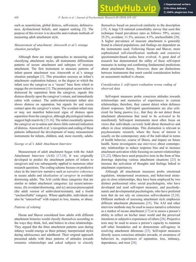 Adult Attachment Measures A 25-Year Review | PDF