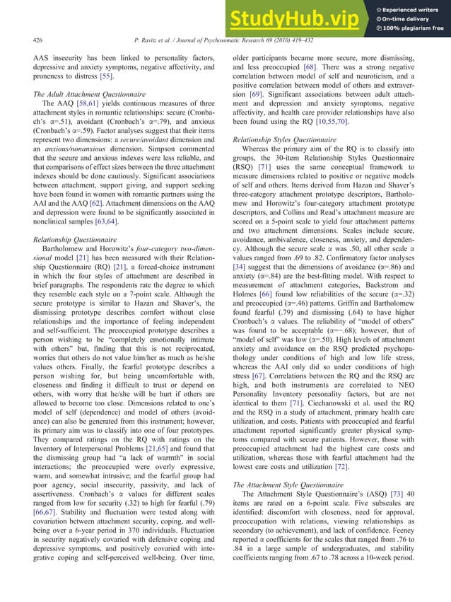 Adult Attachment Measures A 25-Year Review | PDF