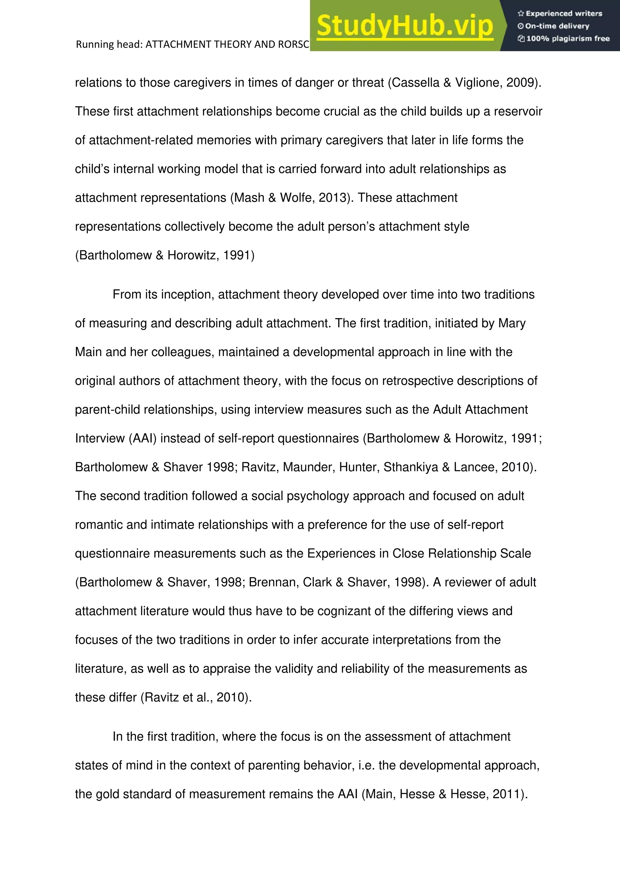 Adult Attachment Theory And Rorschach Inkblot Method A Systematic ...