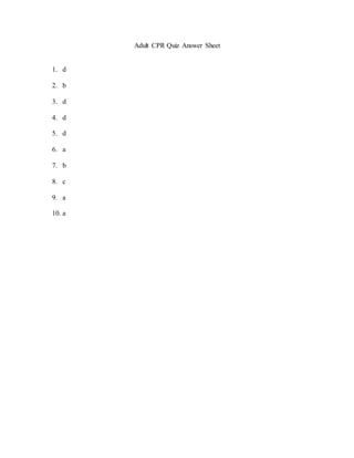 Adult cpr quiz | DOCX