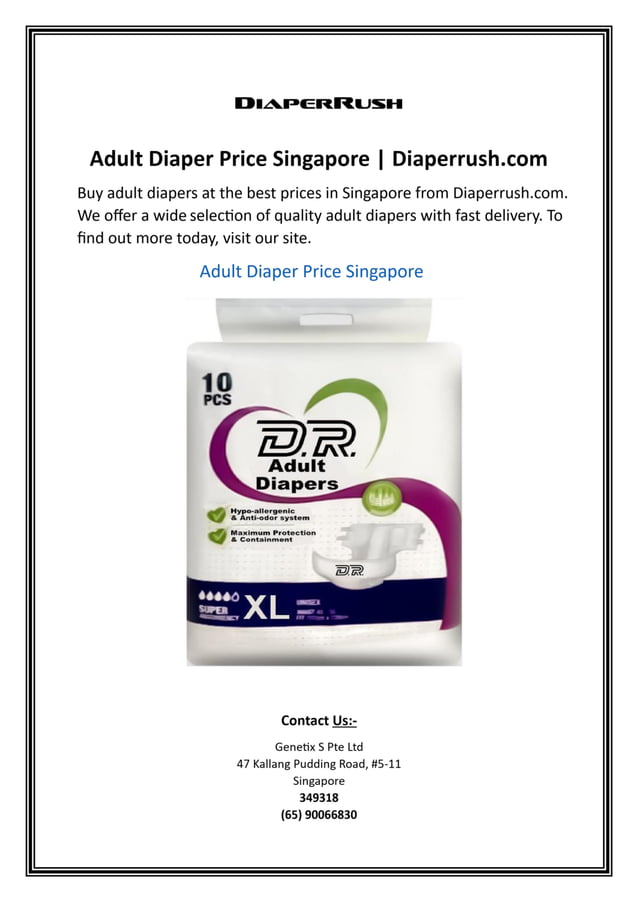 Adult Diaper Price Singapore | Diaperrush.com | Household Supplies | Shopping