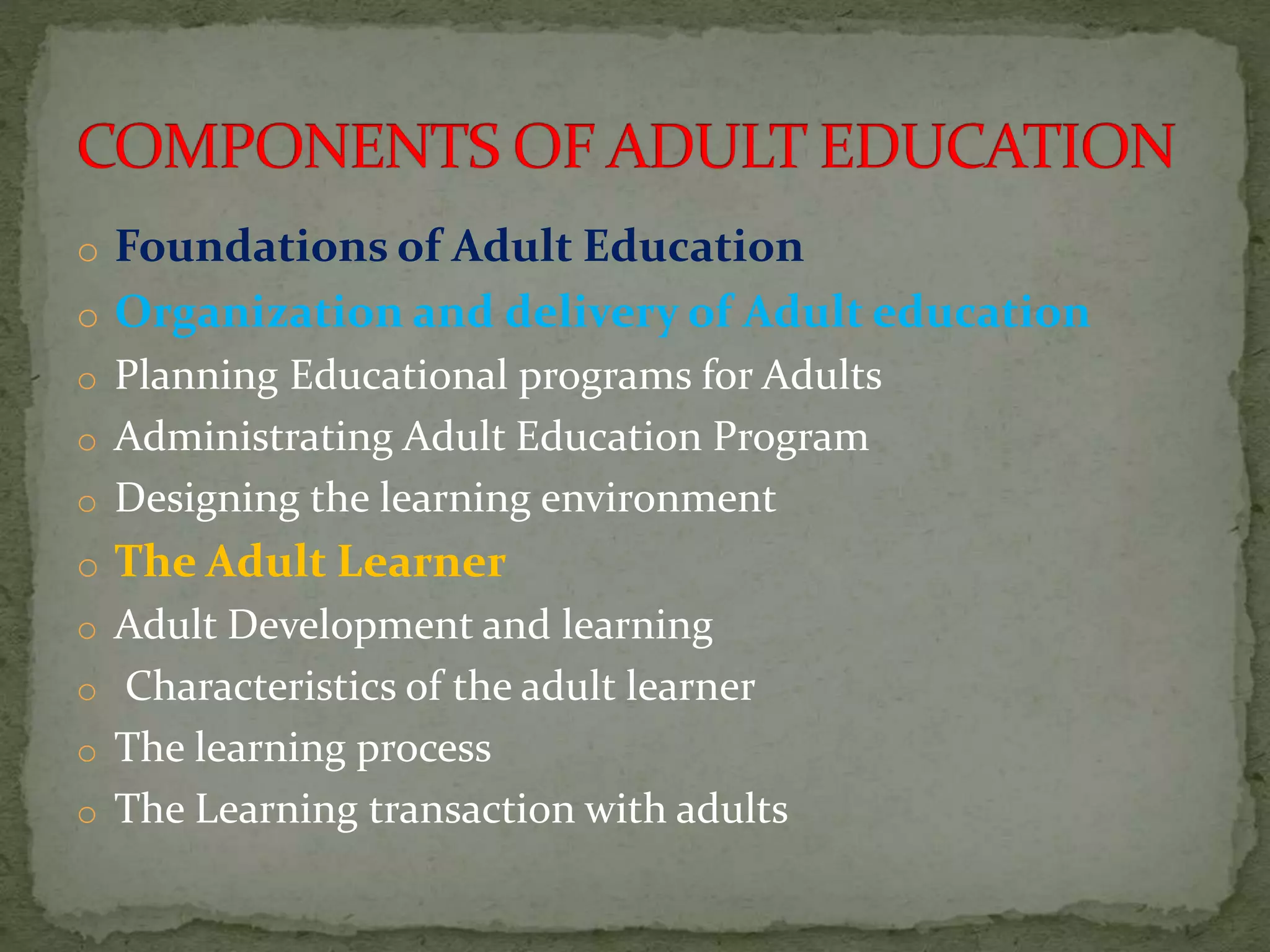 Adult education | PPTX