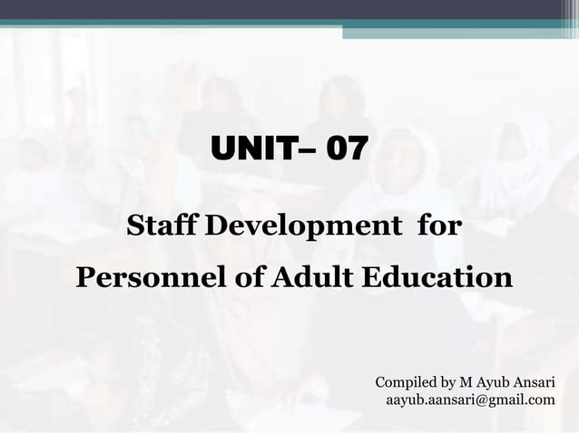 Adult Education (Unit -07).pptx | Adult Education | Education