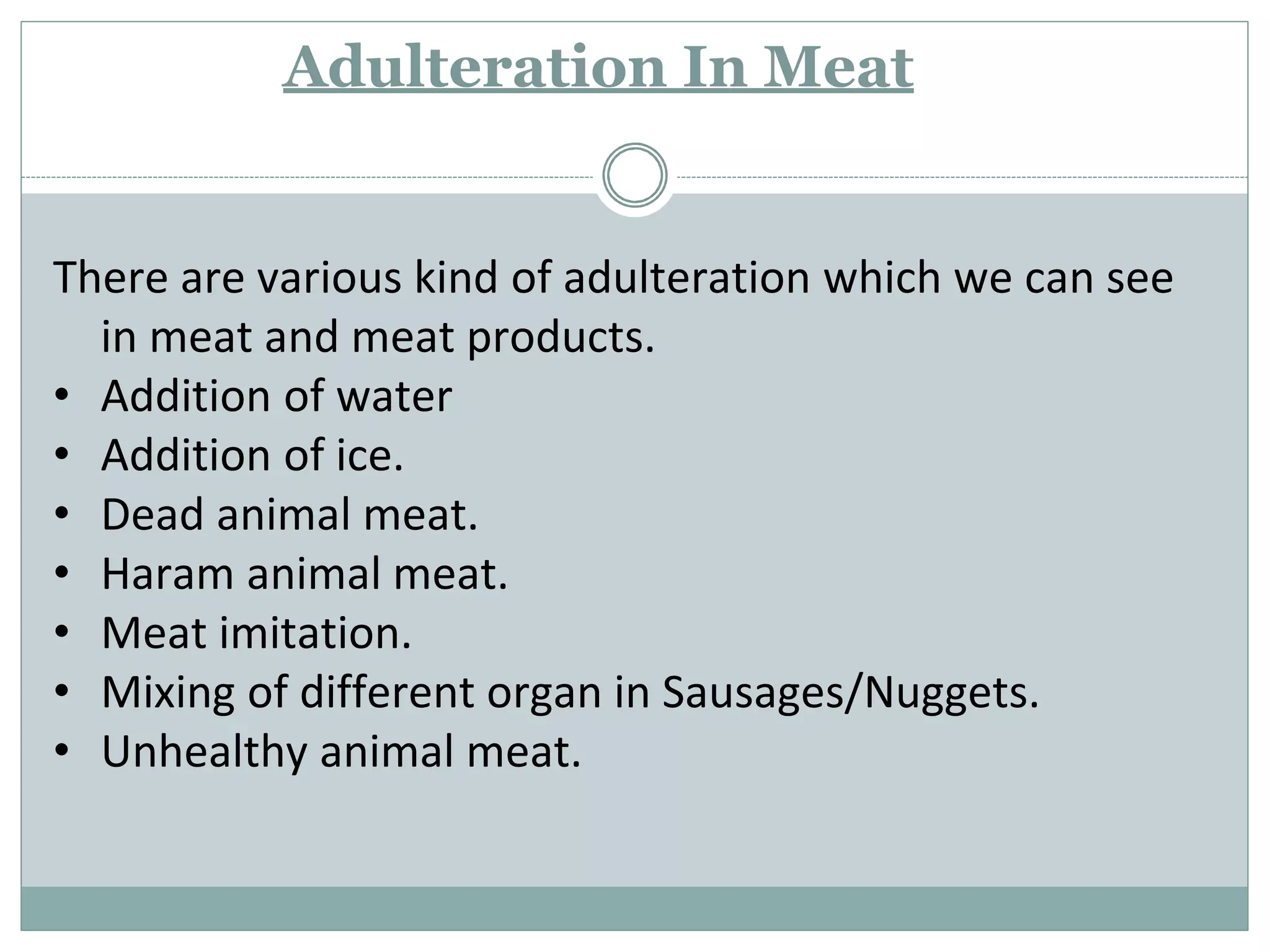 Adulteration in meat | PPTX