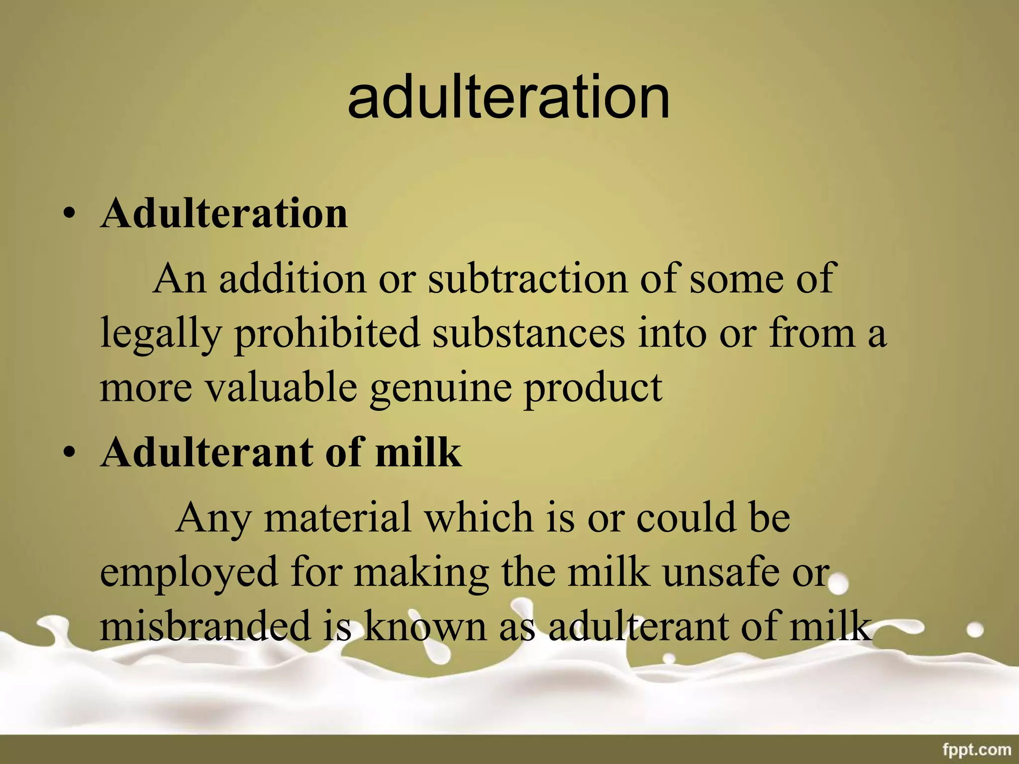 Adulteration in milk | PPT