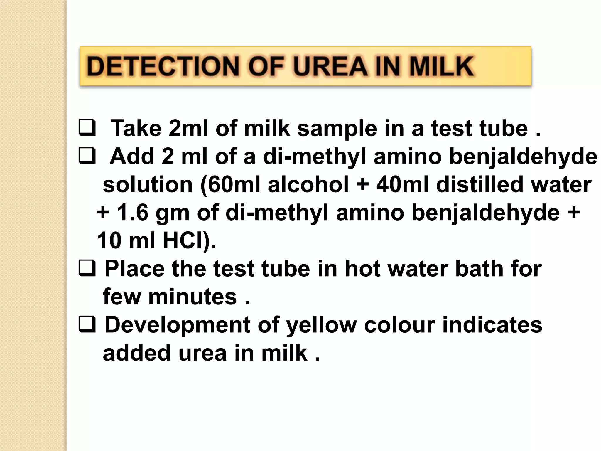 Adulteration in milk and its detection | PPTX