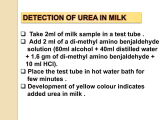 Adulteration in milk and its detection | PPTX