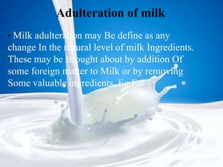 Adulteration in milk saurabh dighe | PPTX
