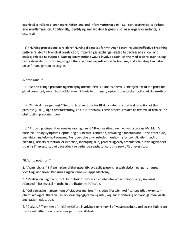 Mgr university bsc nursing adult health previous question paper with answers | DOCX | Lung and ...